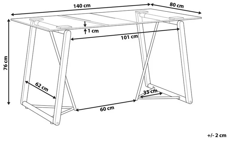 Jídelní stůl TACOMA 140 X 80 černý, sklo Beliani