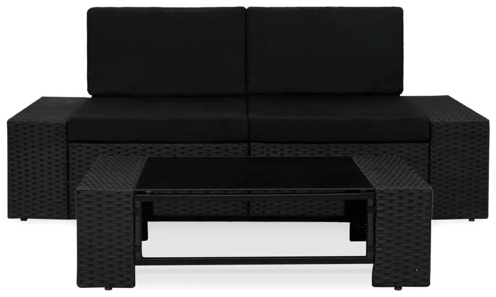 vidaXL Marketos 3dílná zahradní sedací souprava polyratan černá