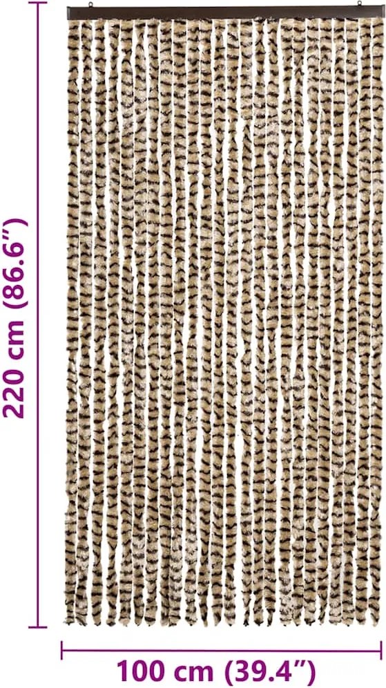 Závěs proti hmyzu béžový a hnědý 100 x 220 cm Chenille 325450