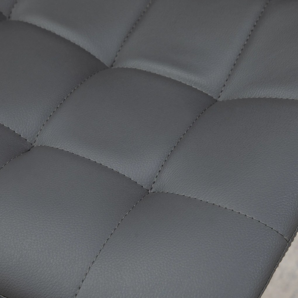 HOMCOM Sada 2 barových židlí z imitace kůže s opěradlem, otočné kuchyňské a obývací židle s opěrkou nohou, 42x45x89-110cm, Šedé