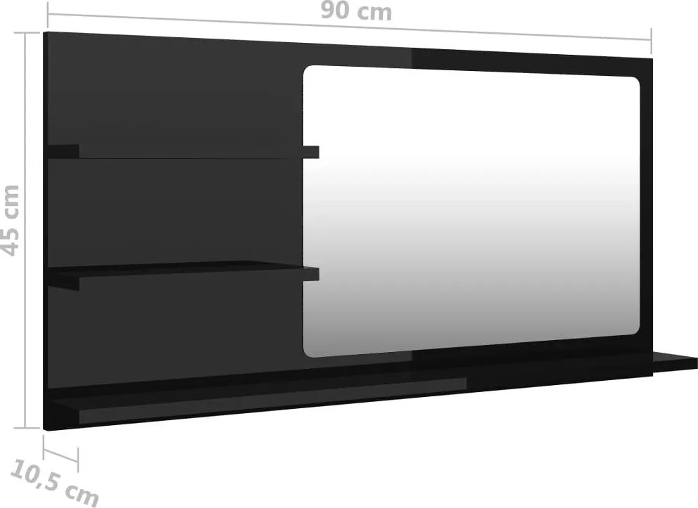 vidaXL Koupelnové zrcadlo 90 x 10,5 x 45 cm dřevotříska [805022] Barva: šedá s vysokým leskem