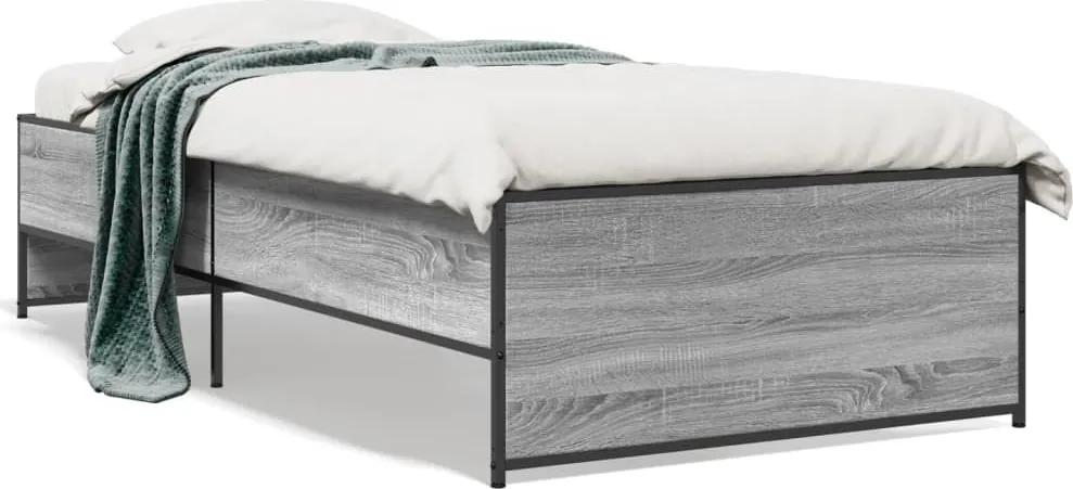 vidaXL Rám postele 100 x 200 cm kompozitní dřevo a kov [845238] Barva: hnědý dub