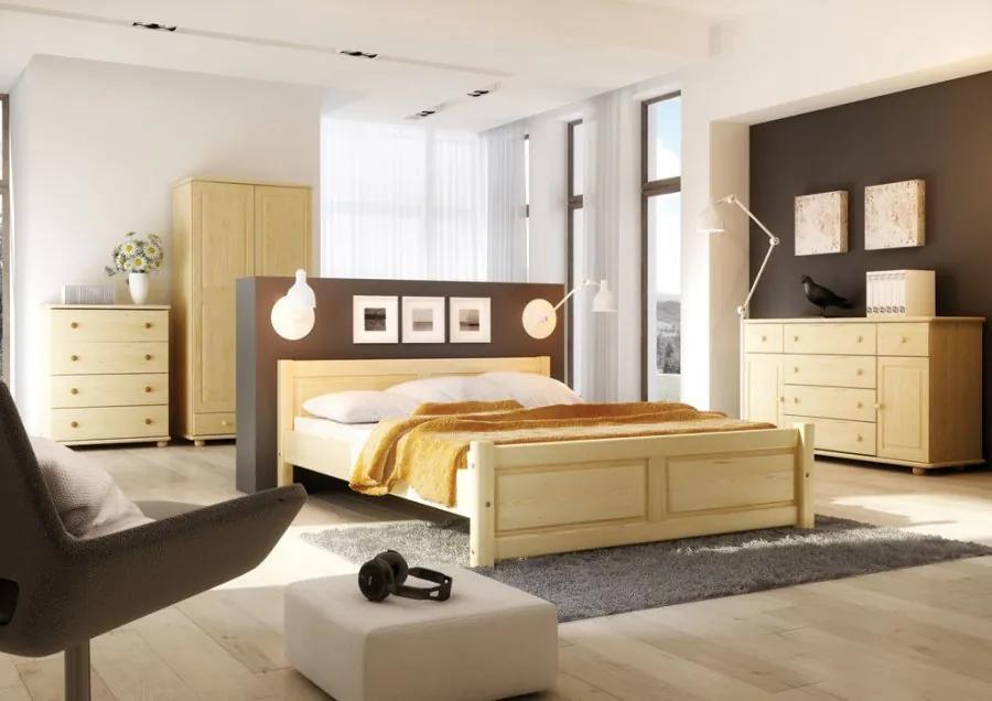 Casarredo - Komfort nábytek Masivní postel KL-124, 90x200, borovice, výběr moření | barva: moření dub