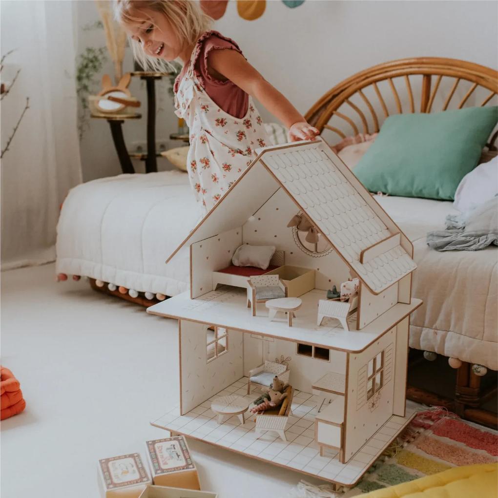 Dětský dřevěný domeček pro panenky bílý