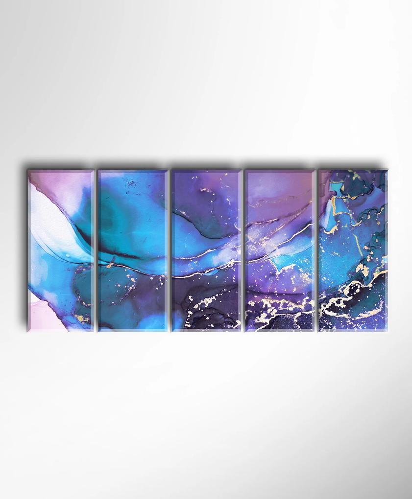 Malvis ® Obraz purpurově modrá pryskyřice ROZMĚR (šířka x výška): pětidílné schody obdélník 150x75 cm