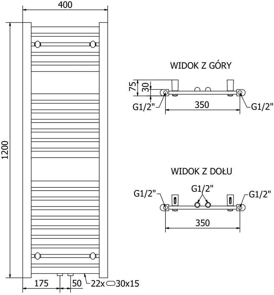 Mexen Hades, elektrické topné těleso 1200 x 400 mm, 600 W, chromová, W104-1200-400-2600-01