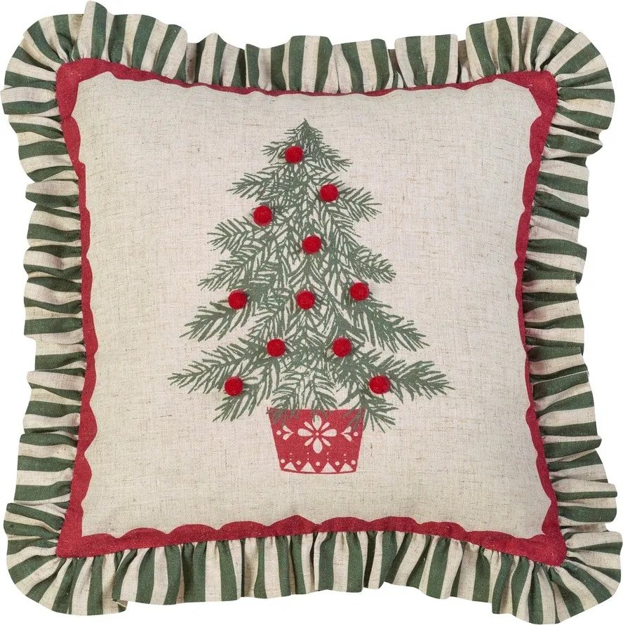 Dekorační polštář s vánočním motivem 45x45 cm Frilled Christmas Tree – Catherine Lansfield