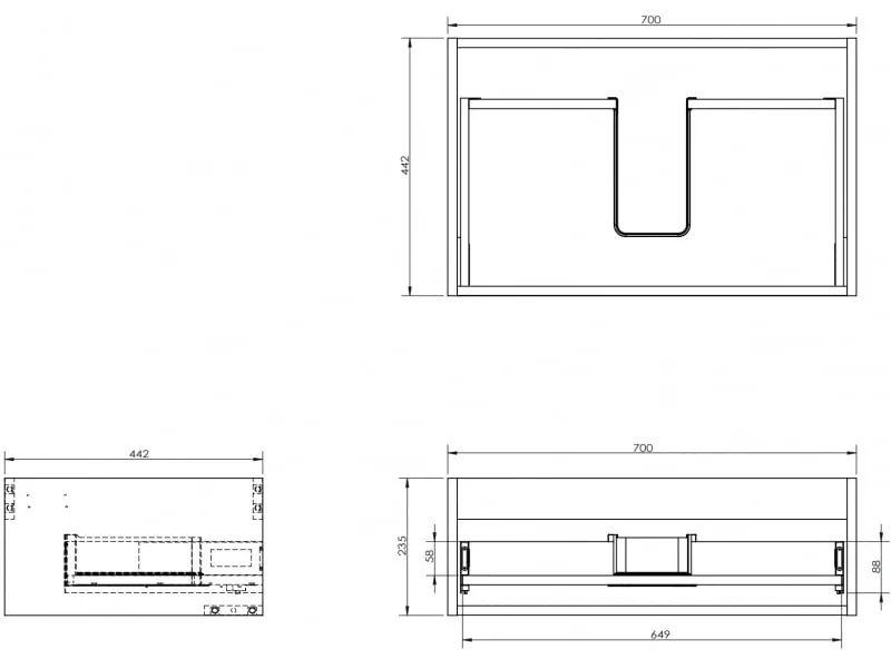 Mexen Box-A, závěsná skříňka 70 cm, 1 zásuvka, bílá lesklá, 91AX0-0700-235-1-00