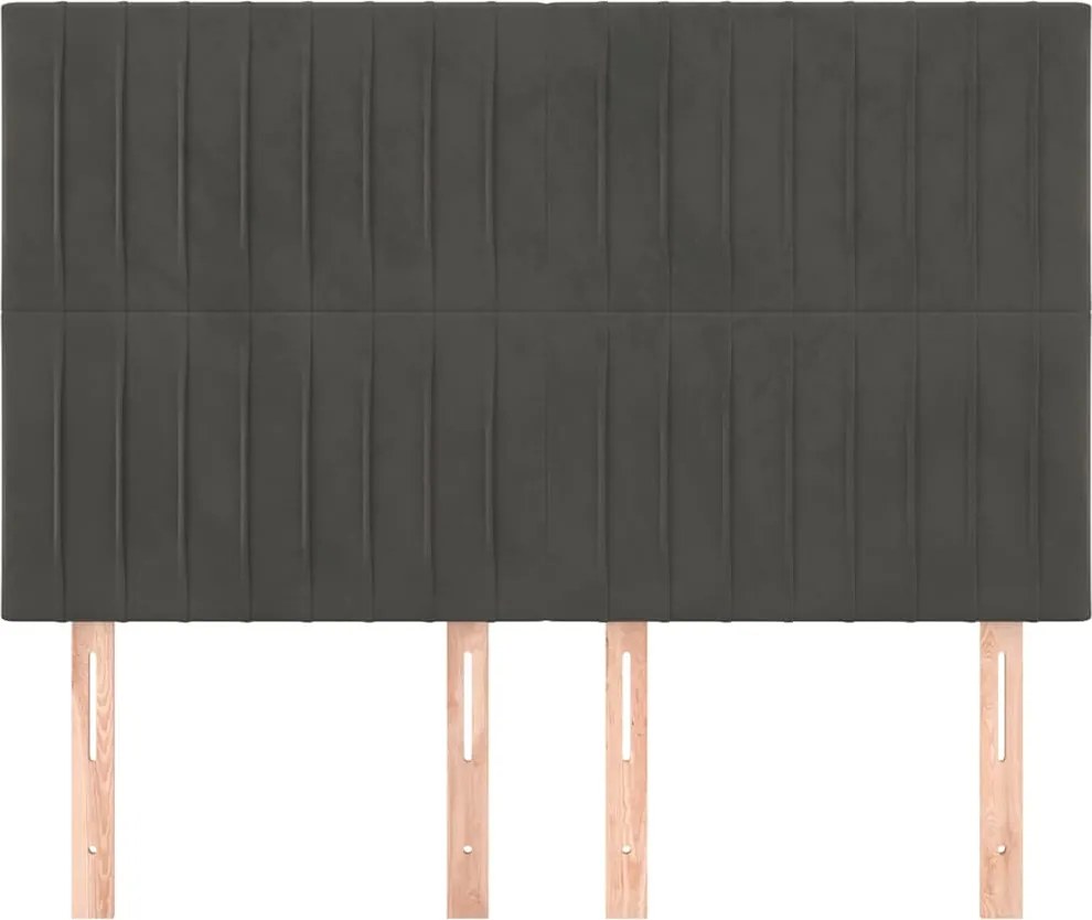 Čelo postele tmavě šedé 144x5x118/128 cm sametové 3116619