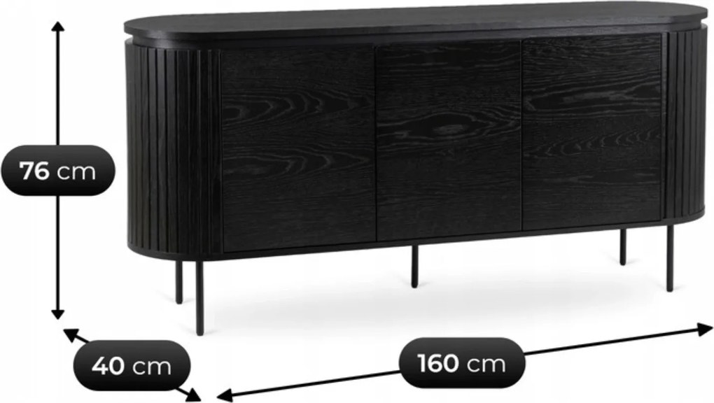 Komoda Beck 160 cm černá