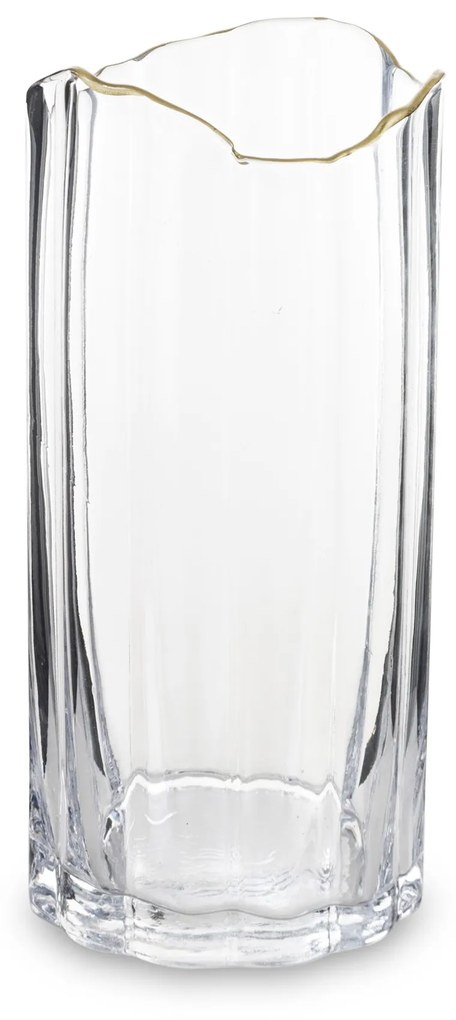 Skleněná váza se zlatým okrajem 25 cm 146388