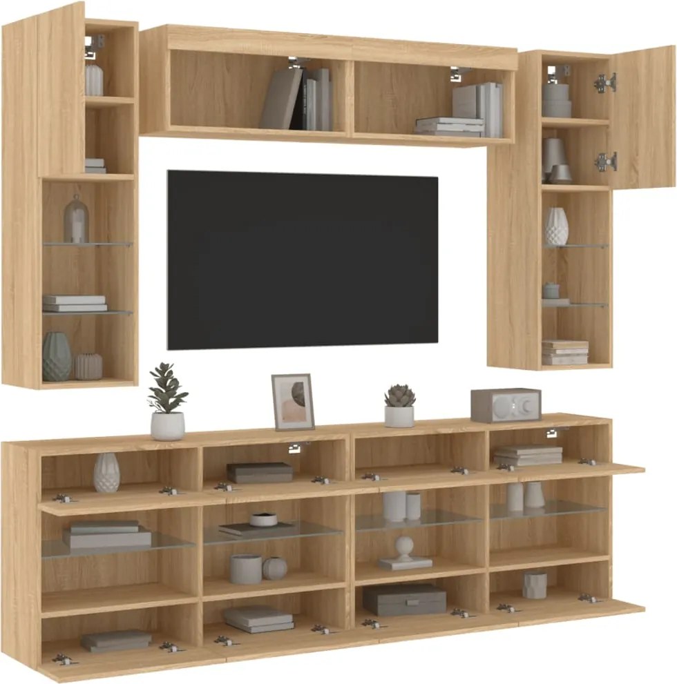 6dílná obývací stěna s LED osvětlením dub sonoma 3216799