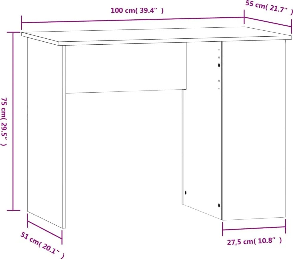 vidaXL Psací stůl 100 x 55 x 75 cm kompozitní dřevo [823029] Barva: Betonová šedá