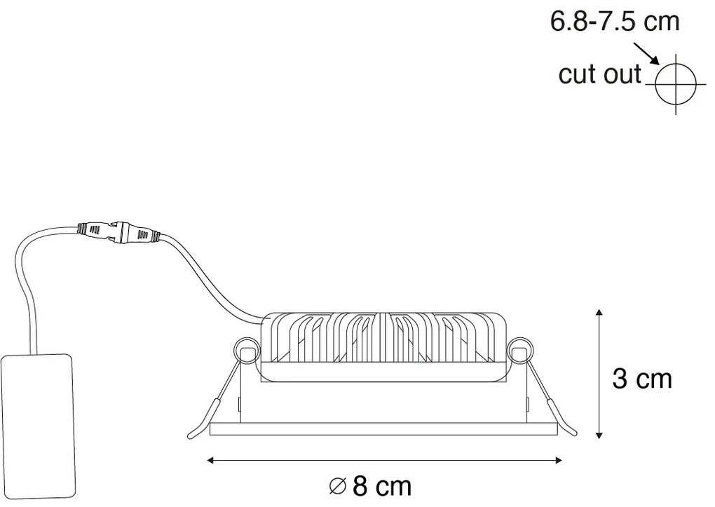 Sada 6 moderních zápustných bodových svítidel bílých 8,2 cm vč. LED IP54 Ultra Slim - Pupil
