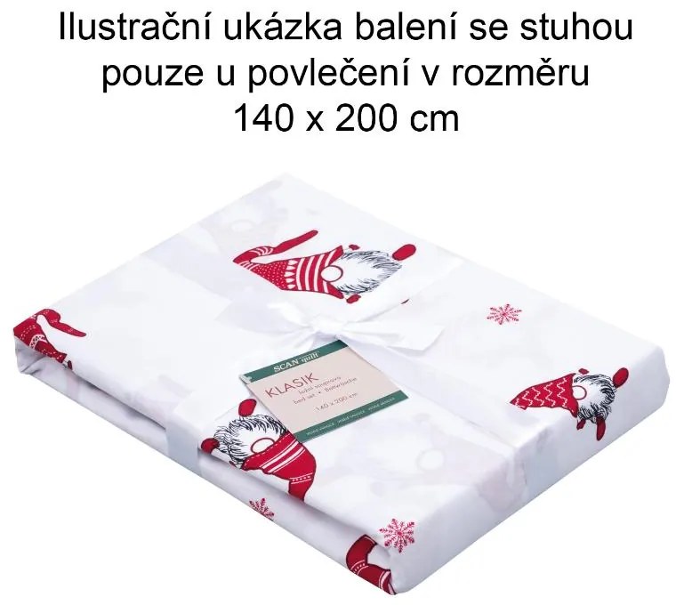 SCANquilt povlečení KLASIK elfi bíločervená 140 x 220/70 x 90 cm