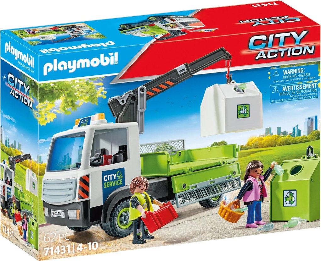 Stavebnice playmobil 71431 vůz na přepravu skla s kontejnerem