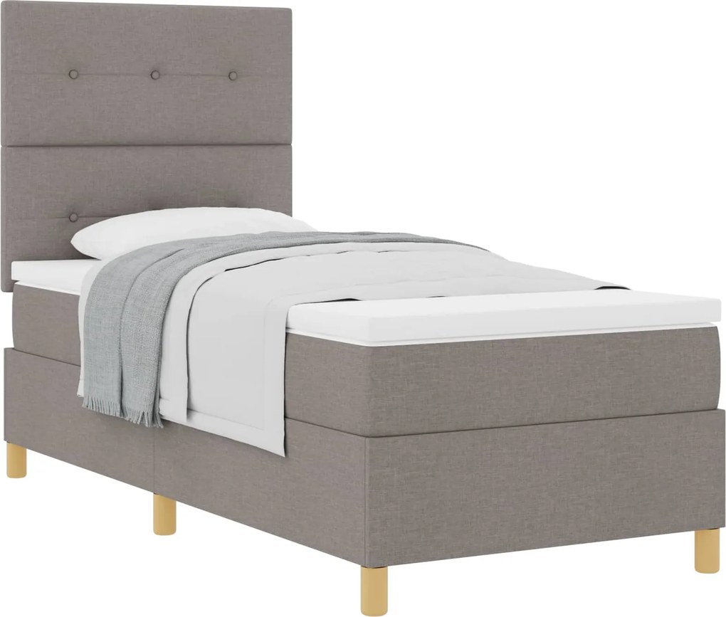 Postel s boxspringem s čelo Taupe 80 x 200 cm textil 3339578