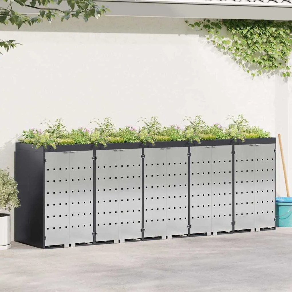 Úložný box na 3 popelnice Nerezová ocel Antracit 3394786