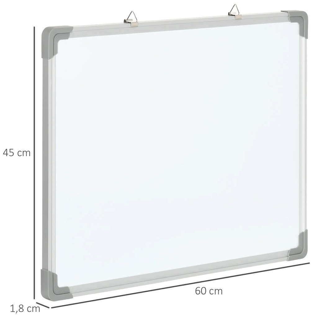 HOMCOM Magnetická tabule 60x1,8x45cm se 4 fixy, 1 gumou, 10 magnety, stojánkem a držákem na zeď | Aosom.de