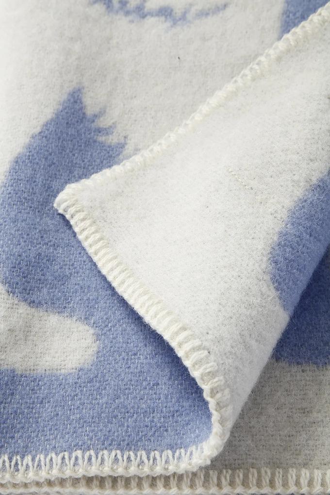 Vlněná deka s motivem modrobílá 140cm x 190cm