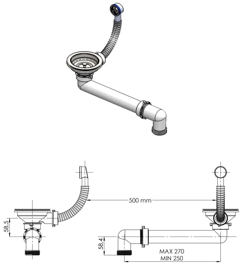 vidaXL Marketos Kuchyňský dřez s přepadem černý žula