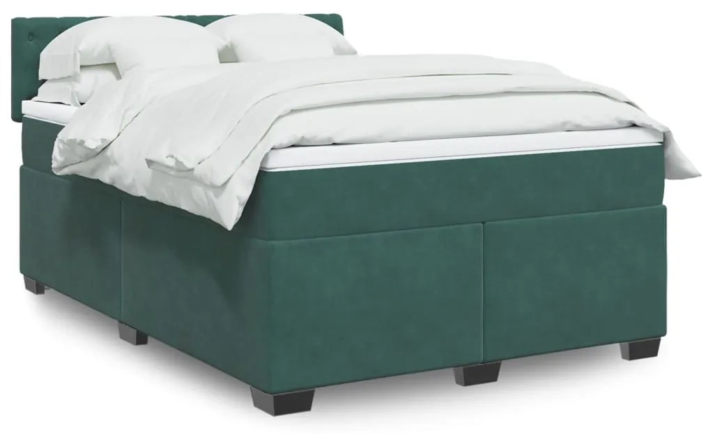 Box spring postel s matrací tmavě zelená 160x200 cm samet 3288663
