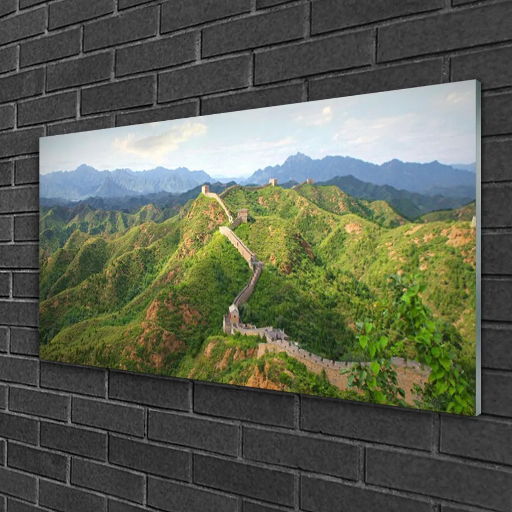 Obraz na skle Velká Zeď Hora Krajina 125x50 cm