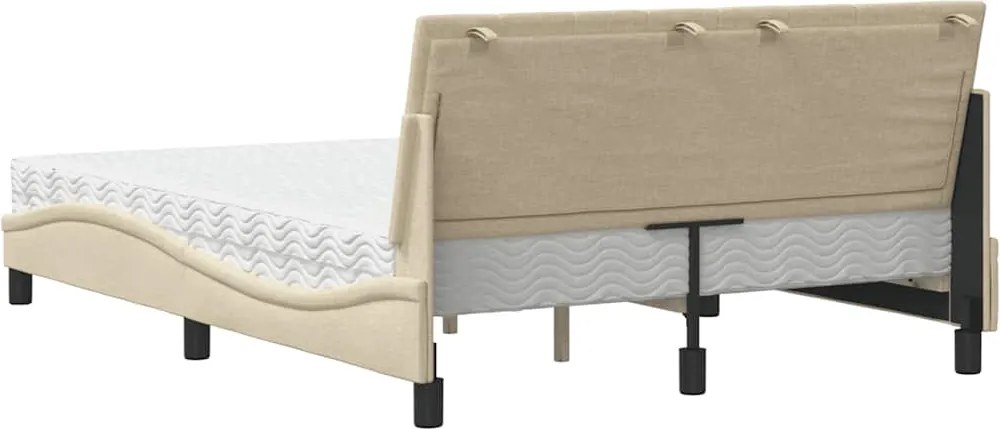 Postel s matrací Hanko krémová 140 x 190 cm textil 3310529