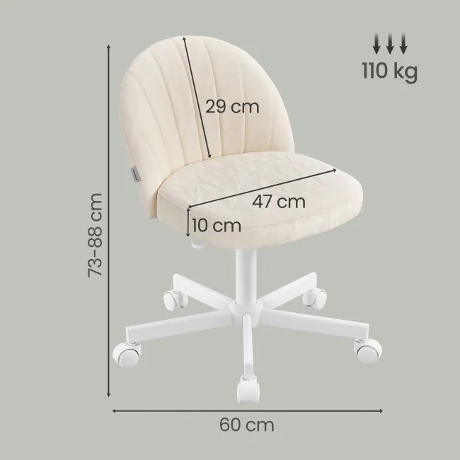 Kosmetická židle s kolečky OBGB35027W101 krémová / bílá