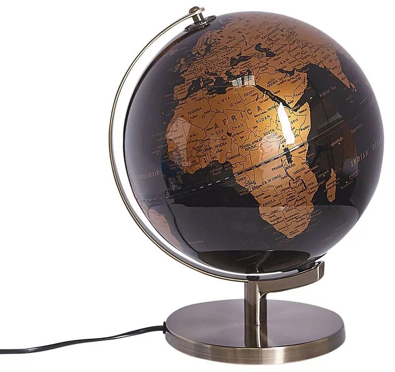 Globus černá / měď s LED osvětlením 32 cm MAGELLAN Beliani