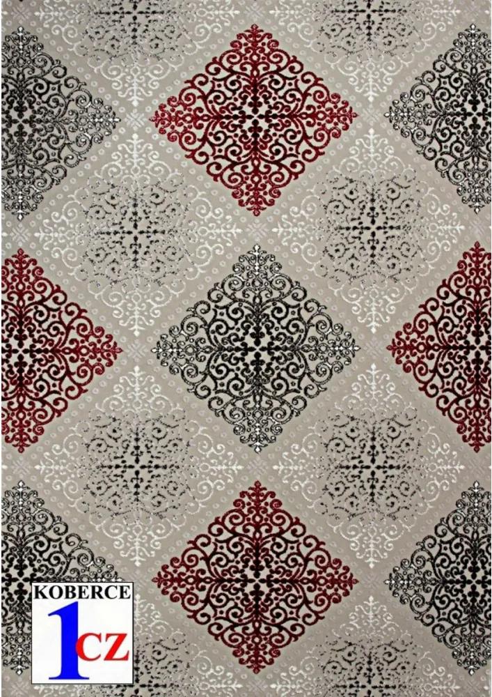 *Luxusní koberec akryl Anabel šedočervený, Velikosti 120x170cm