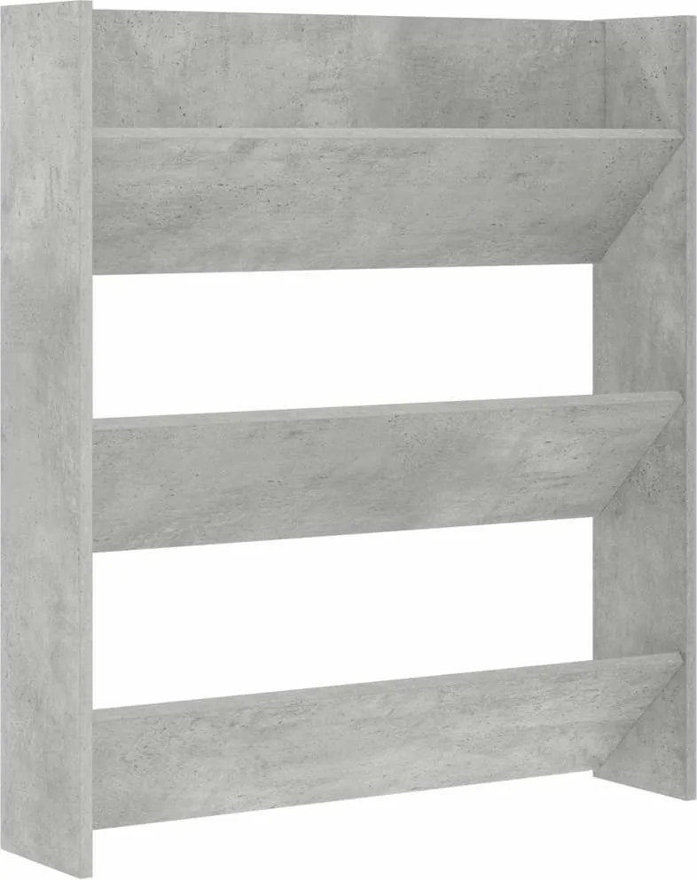 botník, závěsný, 3 patra, kompozitní dřevo, 90x80x18 cm, beton šedá, Dekorino BB20260033