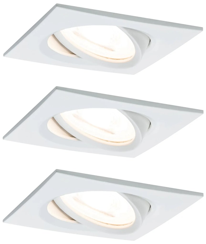 Paulmann 93454 LED Coin Nova rectangular, set bílých hranatých bodovek, 3x6,5W LED 2700K, 8,4x8,4cm