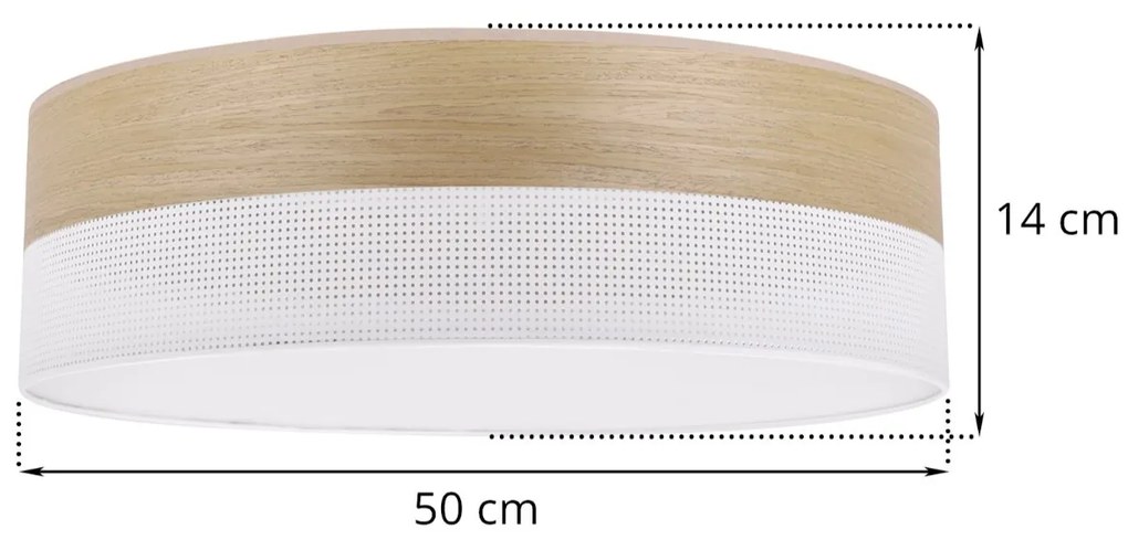 Stropní svítidlo Wood, 1x dýha zlatý dub/bílé plastové stínítko, (bílé plexisklo), (fi 50cm)