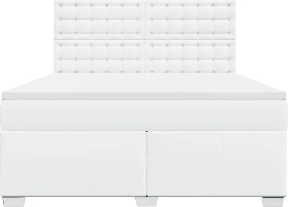 Box spring postel s matrací bílá 180x200 cm umělá kůže 3290733