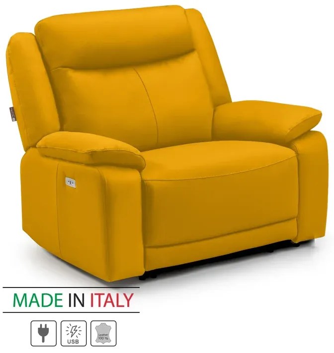 Kožené křeslo CONTINENTAL s elektrickou funkcí relax 1P, elektrické, žlutá (giallo 320)