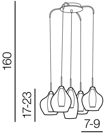 Industriální lustr Amber 5 měděná