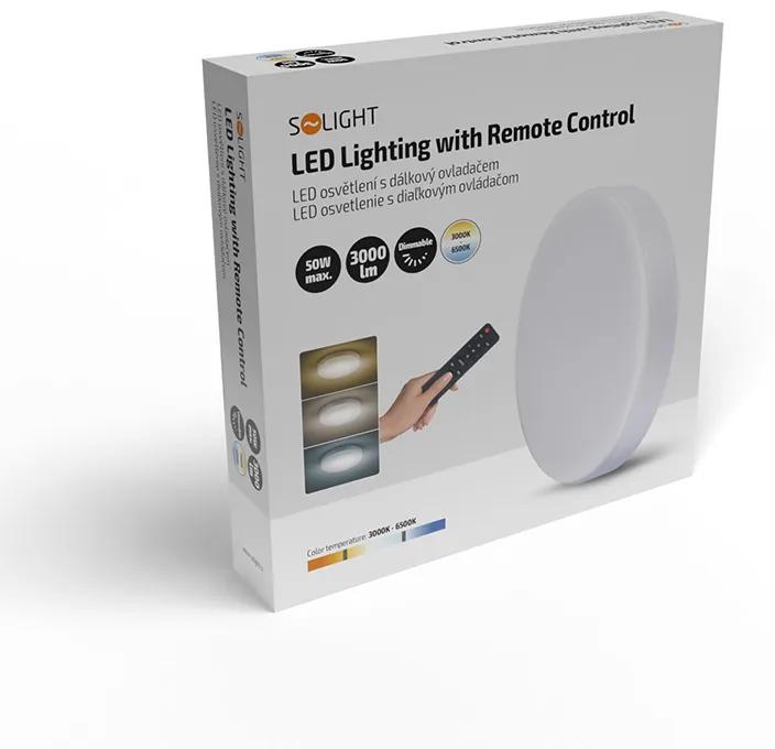 Solight LED osvětlení LECCE s dálkový ovladačem, 50W, 3000lm, 40cm, změna chromatičnosti, stmívatelné, bílá