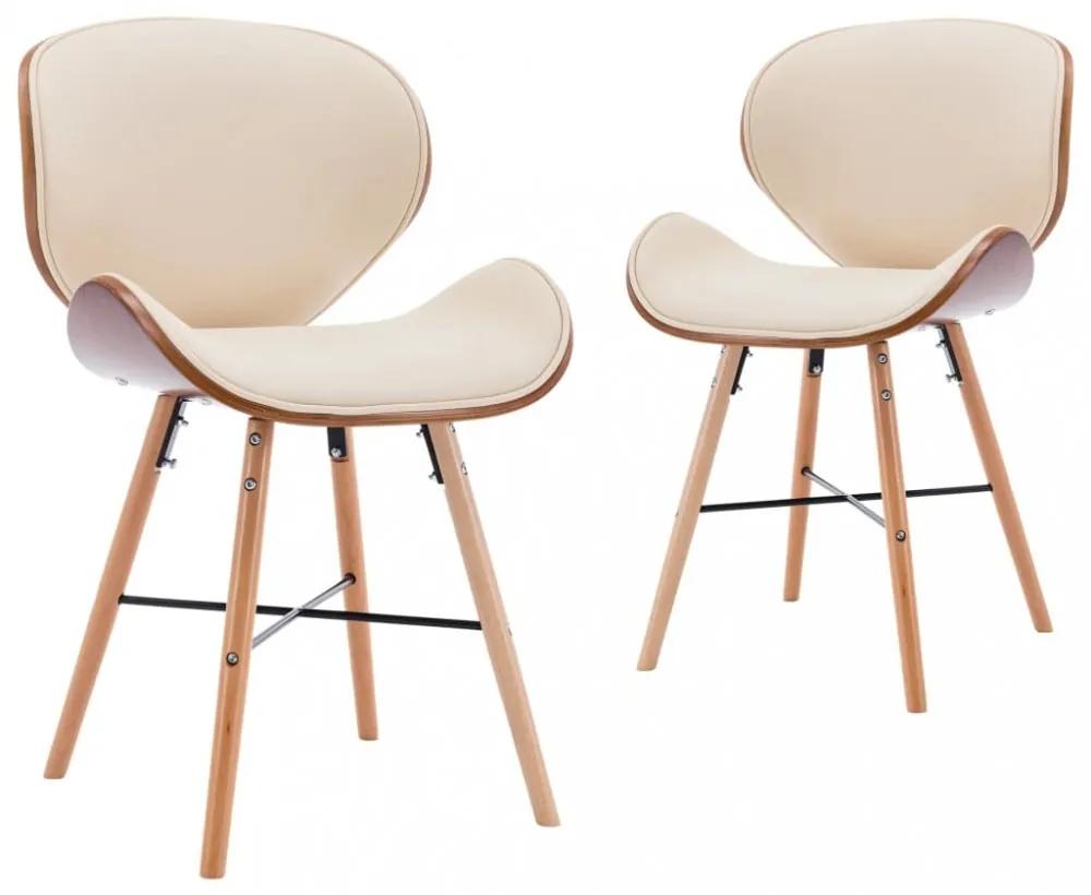Jídelní židle 2 ks ohýbané dřevo Dekorhome Krémová