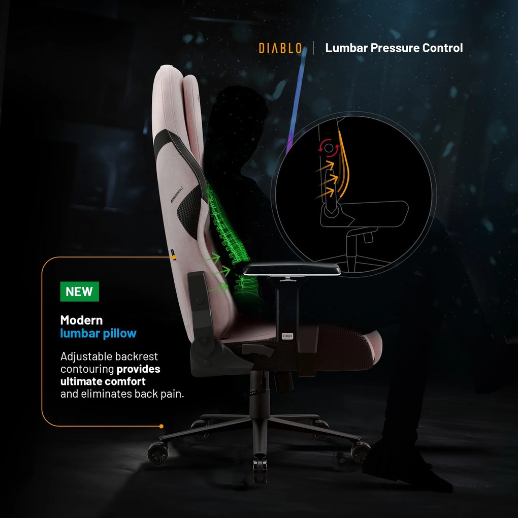 Herní židle Normal Size, černý-růžový: Diablo X-One Prime Akira Pink