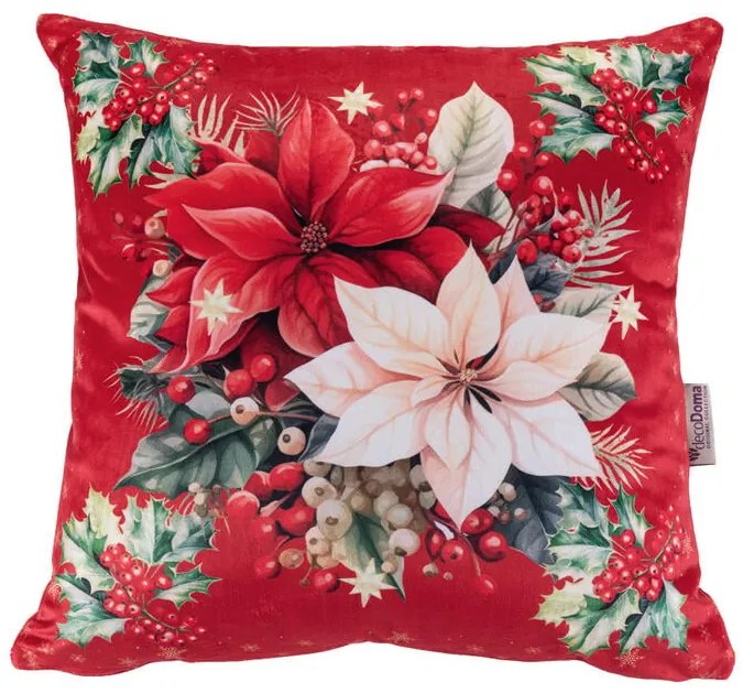 Sada 3 ks povlaků na polštářky RED POINSETTIA 45 x 45 cm