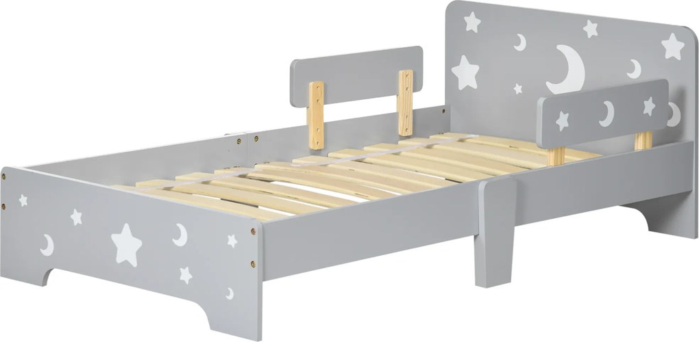 Dětská postel ZONEKIZ, podlahová postel pro děti, 3 až 6 let, 143 x 76 cm, design s hvězdami a měsícem, včetně laťového roštu, do dětského pokoje, še…