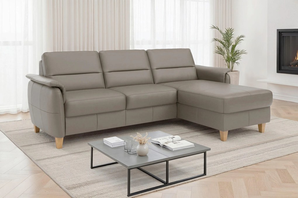 XXXLutz ROHOVÁ SEDAČKA, textil, kůže, šedá Sit & More - Sedací soupravy - 00014403323J