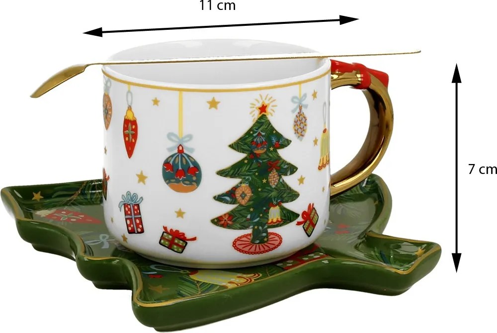 Porcelánový šálek s podšálkem Christmas Tree 250 ml