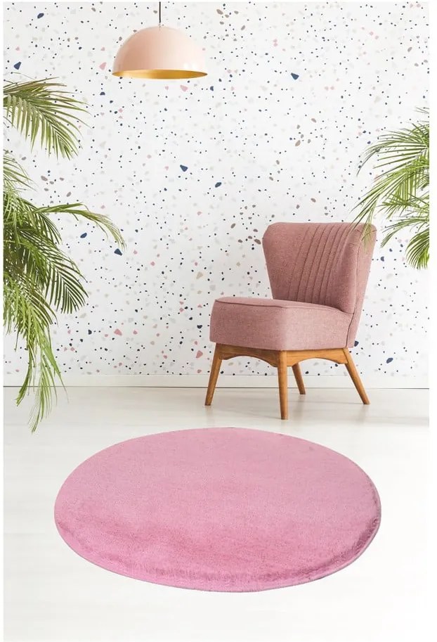 Světle růžový koberec Milano, ⌀ 90 cm