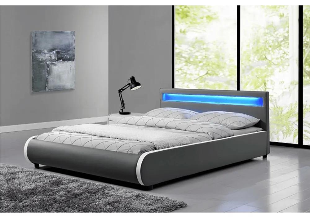 Manželská postel 180 cm Krunt (s roštem a osvětlením). 808741