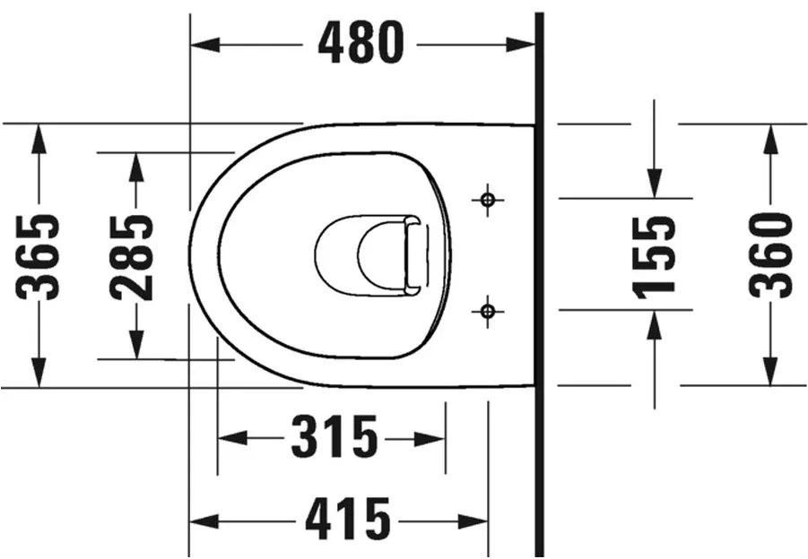 Duravit DuraStyle Basic - Závěsné WC Compact 4,5L, Bílá 2575090000