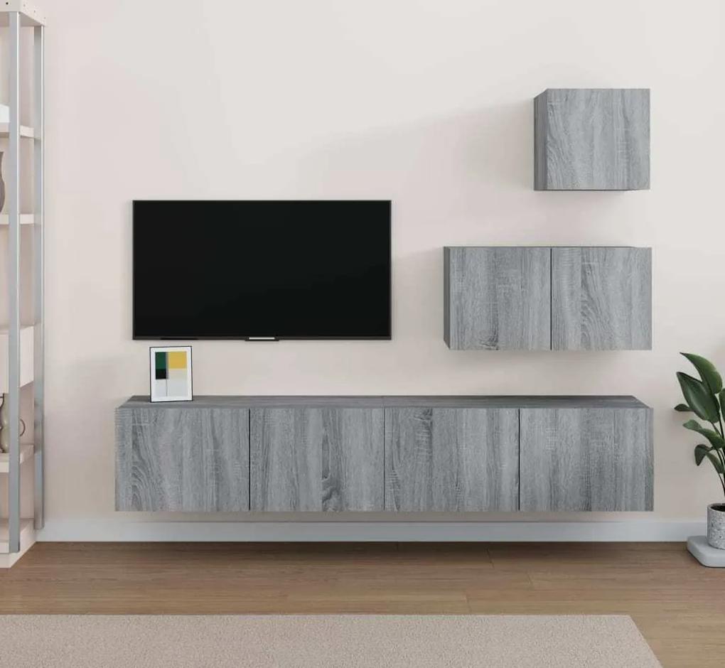 vidaXL 4dílný set TV skříněk kompozitní dřevo [3114645] Barva: Betonová šedá