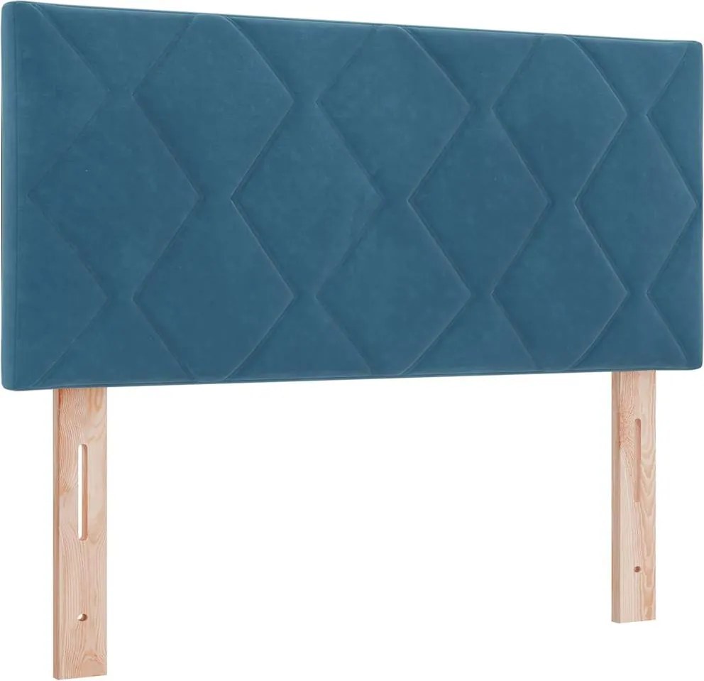 Postel s boxspringem s čelo Tmavě modrá 120 x 200 cm samet 3339234
