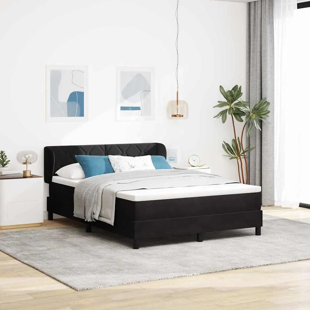 Postel s boxspringem s čelo Černá 140 x 200 cm samet 3340444